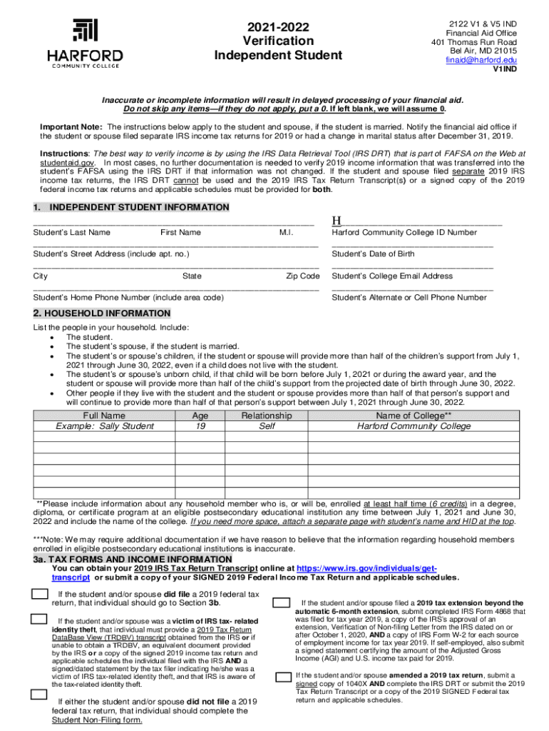 Fillable Online 2122-V1-Dependent-Verification-Worksheet.pdf - Student ID #... Fax Email Print ...
