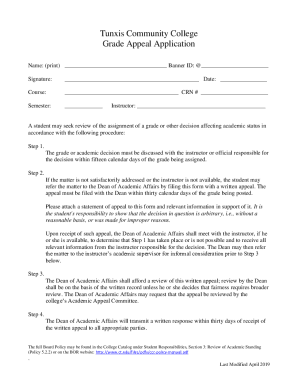 Fillable Online Request for Grade Appeal Instructions and Form Fax ...