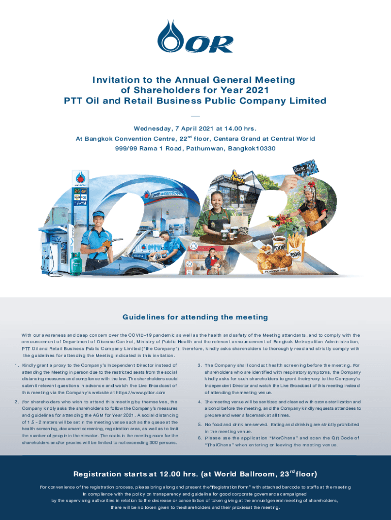 Fillable Online PTT Oil and Retail Business Public Company Limited Fax ...