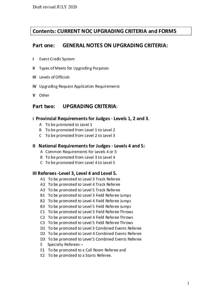 Fillable Online CURRENT NOC UPGRADING CRITERIA and FORMS Part one Fax Email Print - pdfFiller