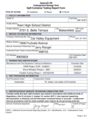 Fillable Online docs bakersfieldcity Spill Container Testing Report ...