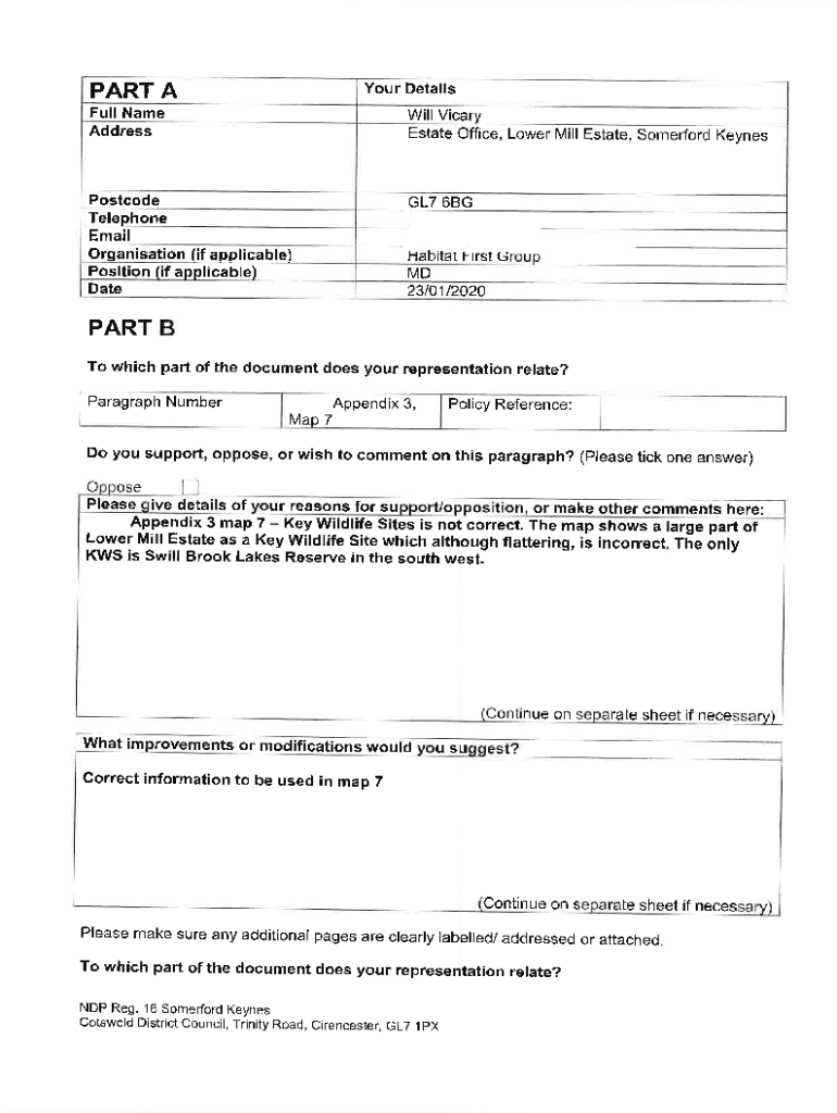 Fillable Online Somerford Keynes Neighbourhood Development Plan Pre-examination consultation Fax ...