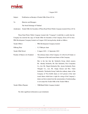 Fillable Online Notification of receiving Tender Offer for Securities ...