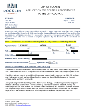 Fillable Online application for city council appointment to the ...