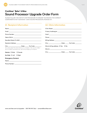 Fillable Online Sound Processor Upgrade Order Form Fax Email Print ...