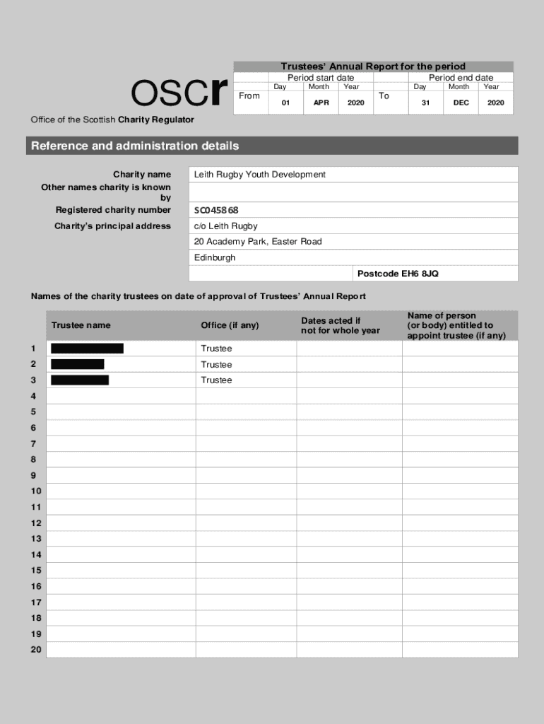 Fillable Online Reference and administration details - OSCR Fax Email ...