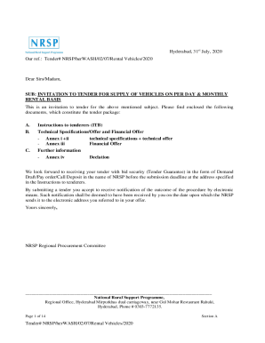 Fillable Online Tender documents for the supply of vehicles on rental basis ... Fax Email Print ...