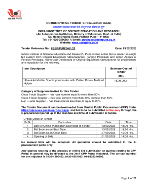 Fillable Online corrigendum for cancellation of tender - IISER Pune Fax ...
