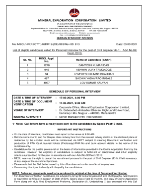 Fillable Online MINERAL EXPLORATION CORPORATION ... - MECL Fax Email ...