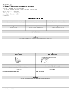 Fillable Online archives alaska Records Audit Form Fax Email Print ...