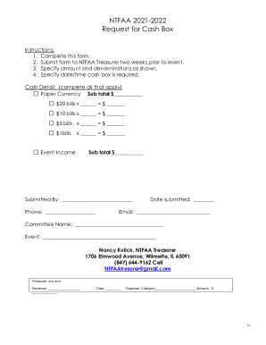 Fillable Online Cash Box Request Form Fax Email Print - pdfFiller