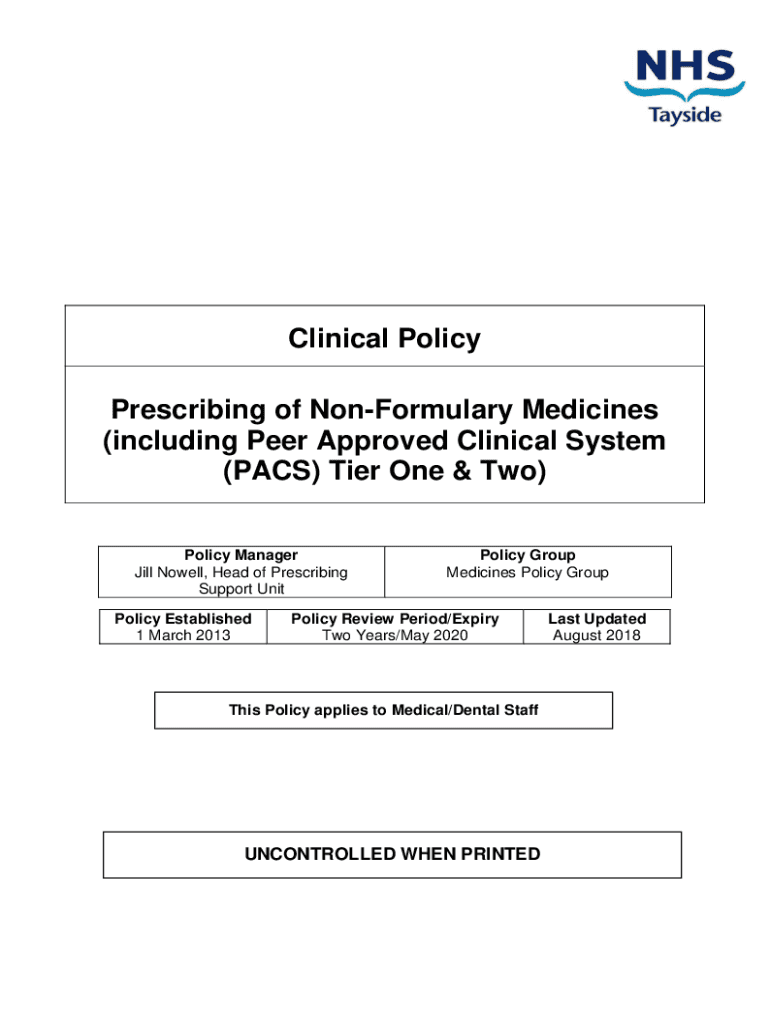 Fillable Online Peer Approved Clinical System (PACS) Tier One request ...