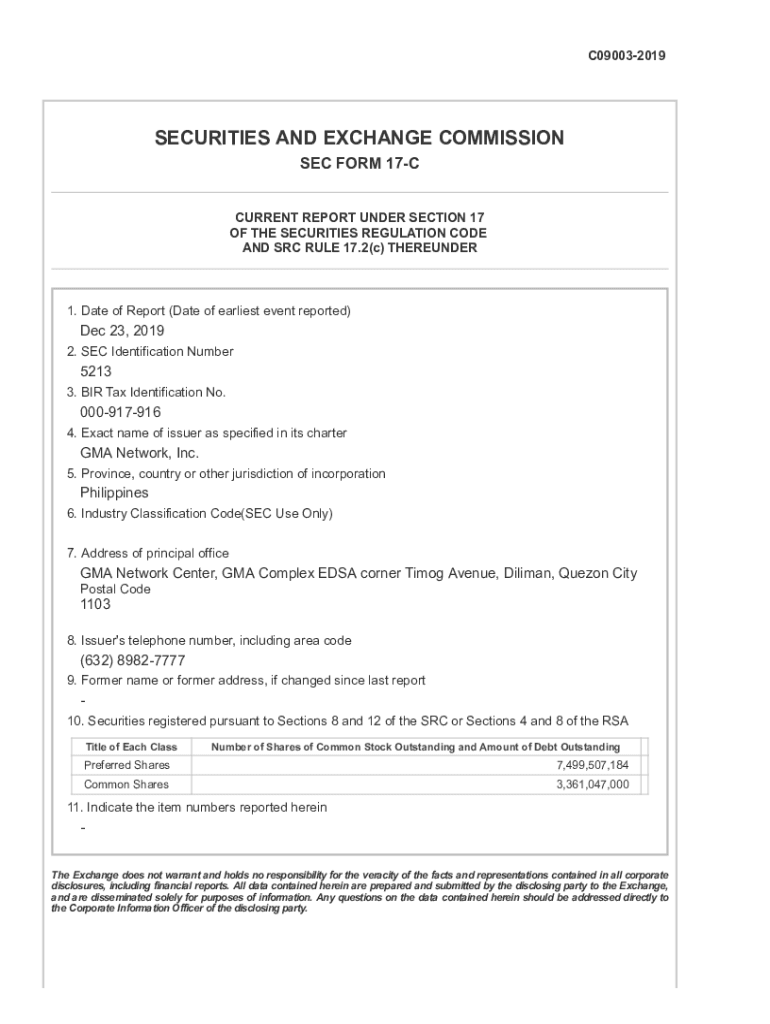 Fillable Online GMA Network Center, GMA Complex EDSA corner Timog Avenue, Diliman, Quezon City ...