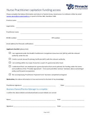 Fillable Online Nurse Practitioner capitation funding access Fax Email ...