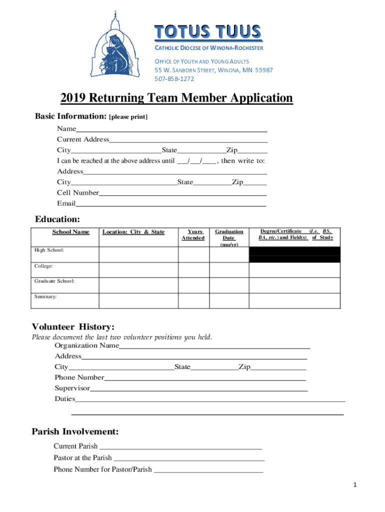 Fillable Online Safe Environment - Cathedral of the Sacred Heart - Winona, MN Fax Email Print ...