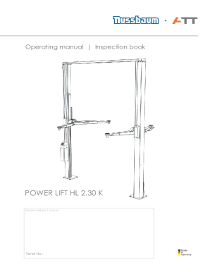 Fillable Online Operating Manual and Inspection Book Including ... - Nussbaum Fax Email Print ...