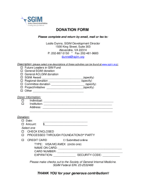 Fillable Online SGIM - Donation Form Fax Email Print - pdfFiller