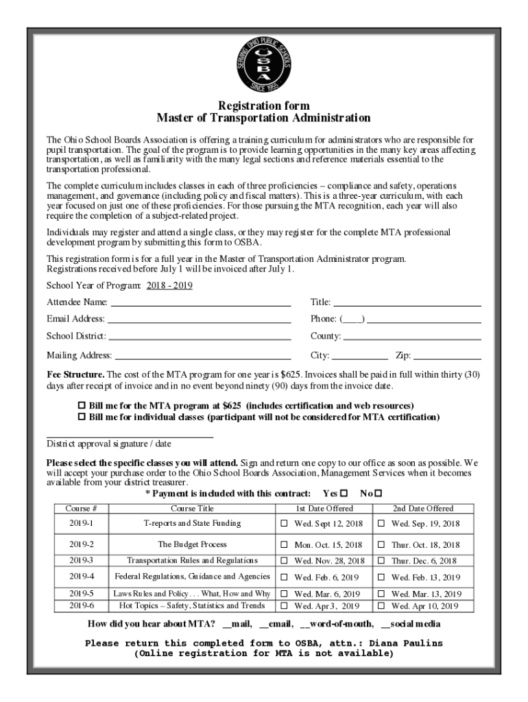 Fillable Online MTA Registration 19d Fax Email Print - pdfFiller