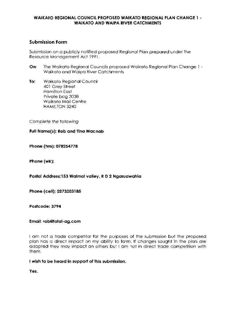 Fillable Online Submission-to-Proposed-Plan-Change-1-Charles-Steven-Lea ... Fax Email Print ...