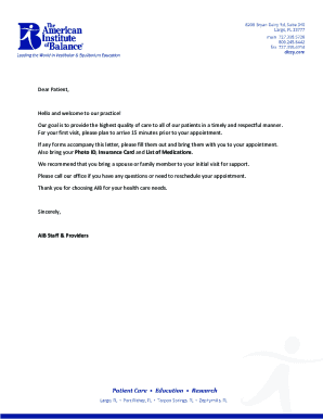 Fillable Online Dear Patient, Hello and welcome to our practice! Our ...