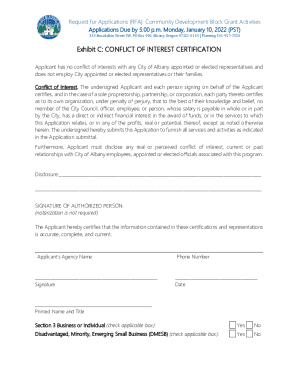 Fillable Online Exhibit C: CONFLICT OF INTEREST CERTIFICATION Fax Email ...