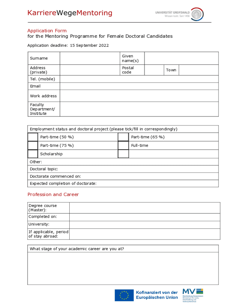 Fillable Online Mentee Application Form - MentorHER Mentorship Program ...