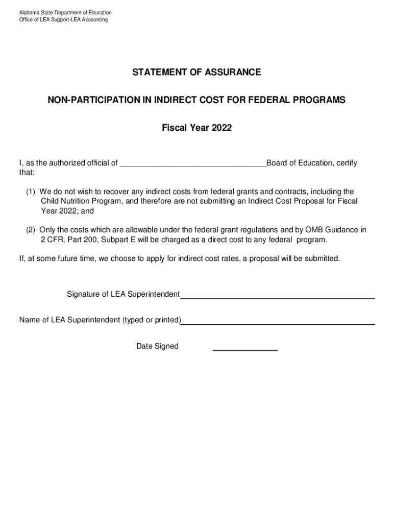 Fillable Online FY2022 Indirect Cost Non Participation Form Fax Email Print - pdfFiller