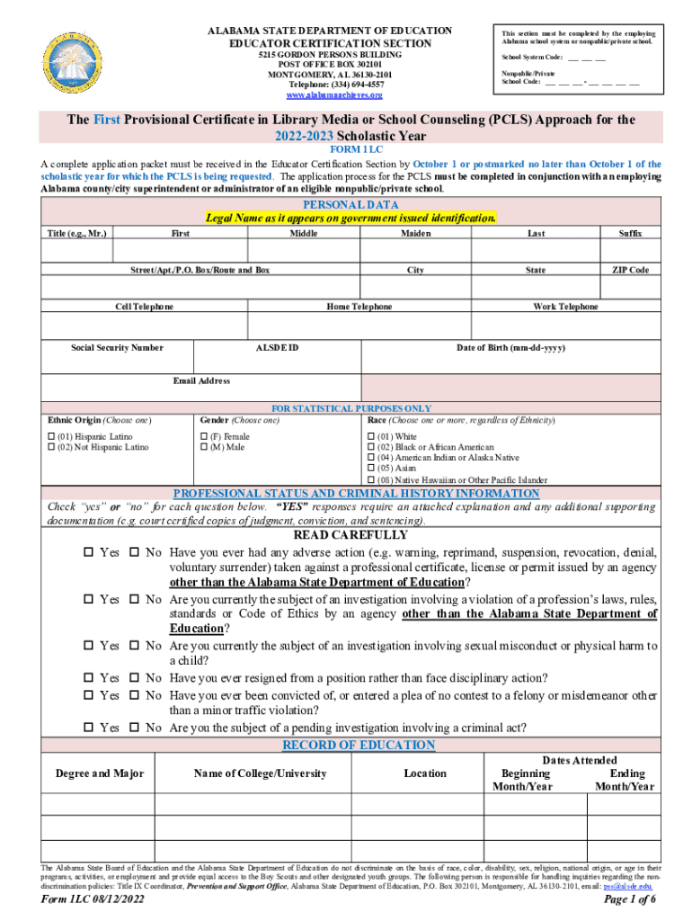 Fillable Online Form 1LC First PCLS. Form 1LC First PCLS Fax Email ...