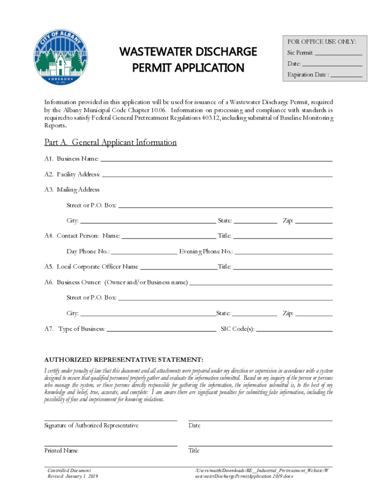Fillable Online Instructions for Completing the Permit Application for ...