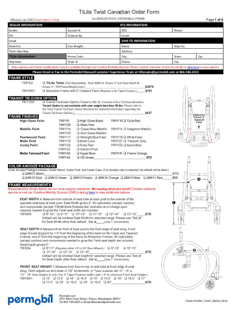 Fillable Online TiLite Twist Canadian Order Form Fax Email Print ...