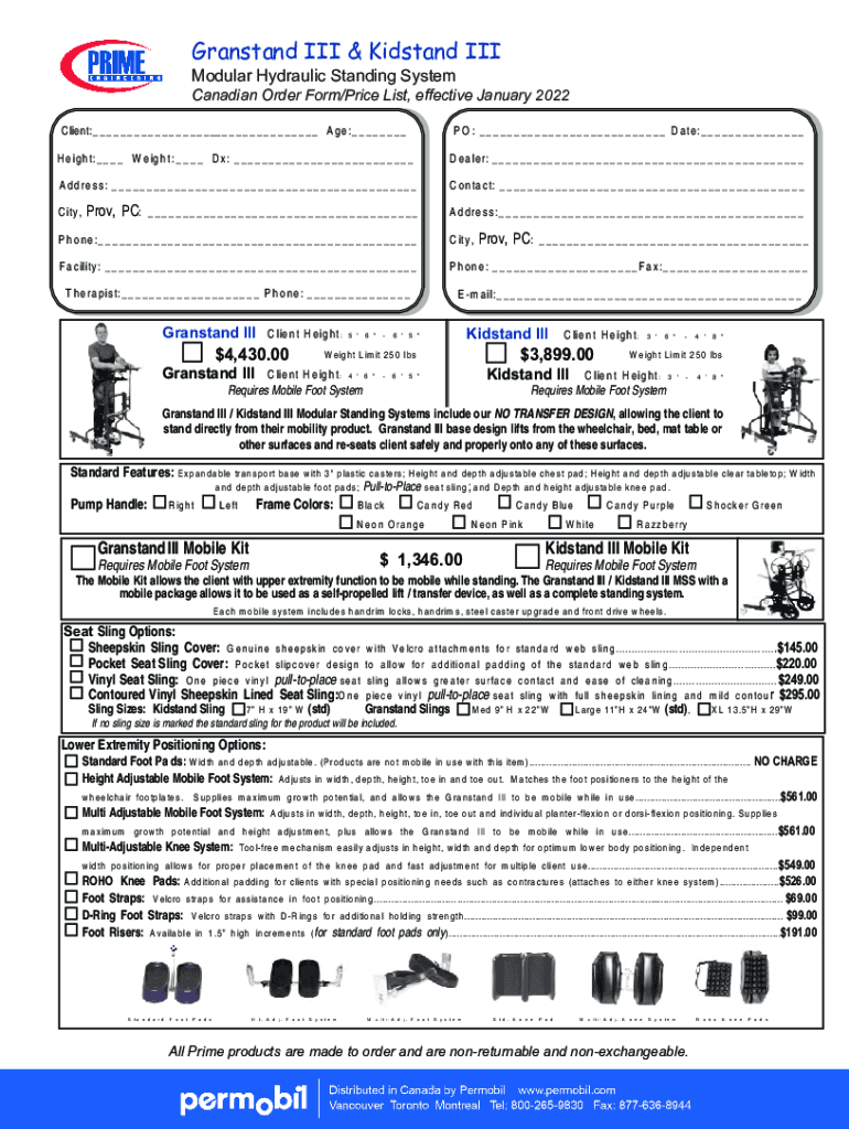 Fillable Online Grandstand III Modular Standing FramePerformance Health ...