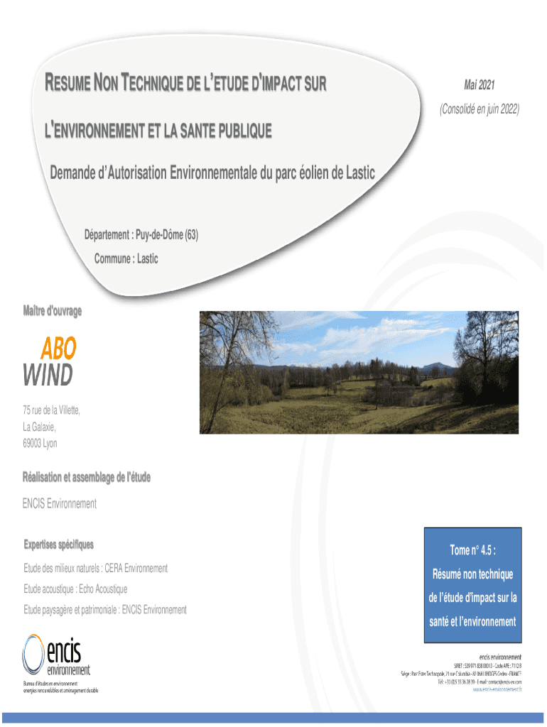 Remplissable En Ligne Rsum non technique de l'Etude d'impact sur l ...