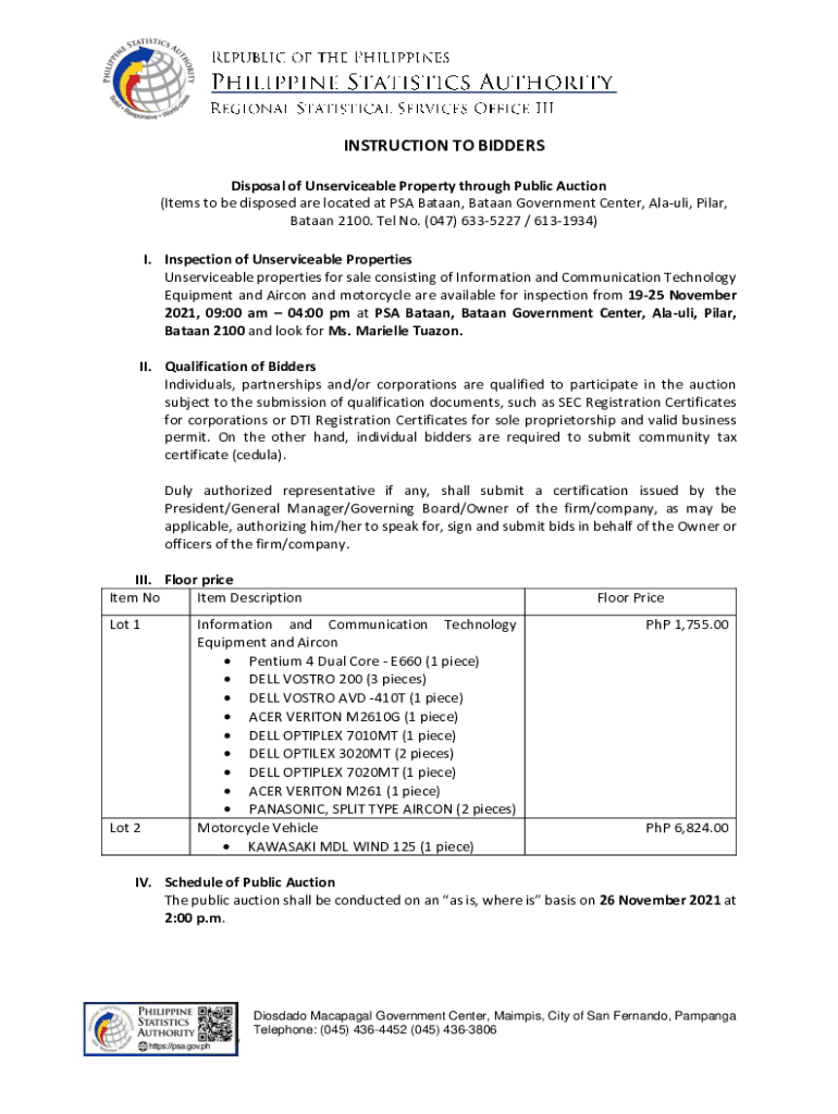 Fillable Online Public Bidding For The Disposal Of All Waste Scrap And ...