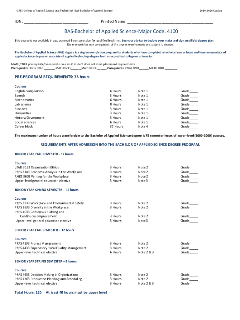 Fillable Online B.S. Applied ScienceUniversity of Wisconsin - Stout Fax ...