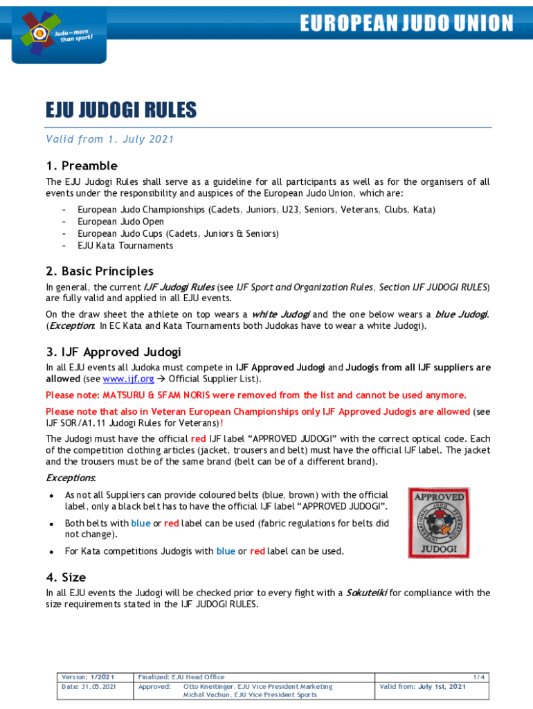 Fillable Online UPDATE: EJU Judogi Rules (As of 1st July) - British Judo Fax Email Print - pdfFiller