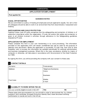 Fillable Online FFJ Employment Application Form Fax Email Print - pdfFiller