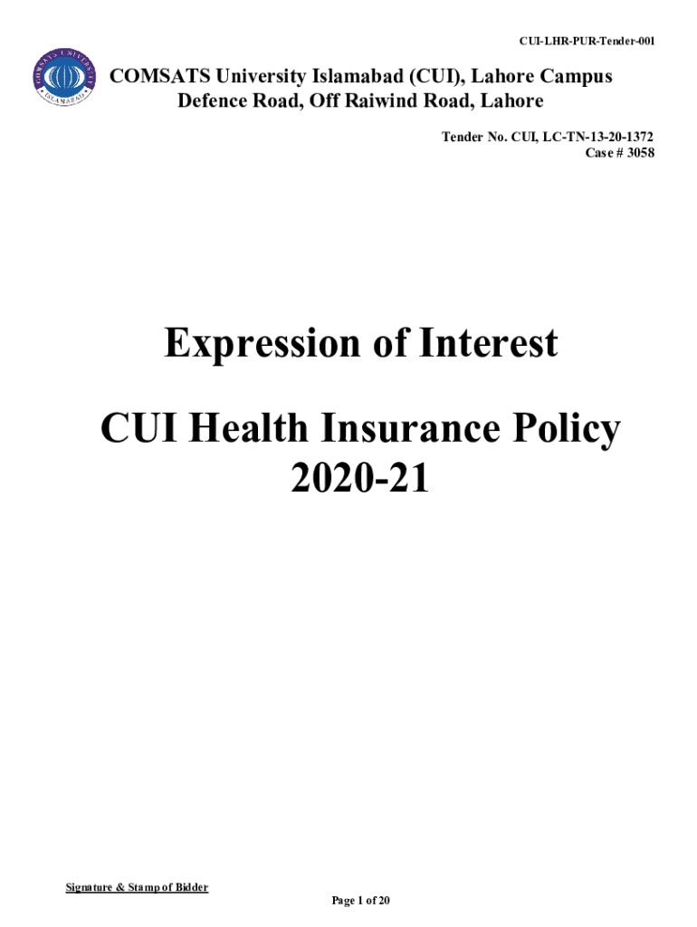 Fillable Online CUI Lahore: Welcome to COMSATS University Islamabad ...