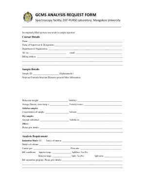 Fillable Online mangaloreuniversity ac GCMS Analysis Requisition form ...
