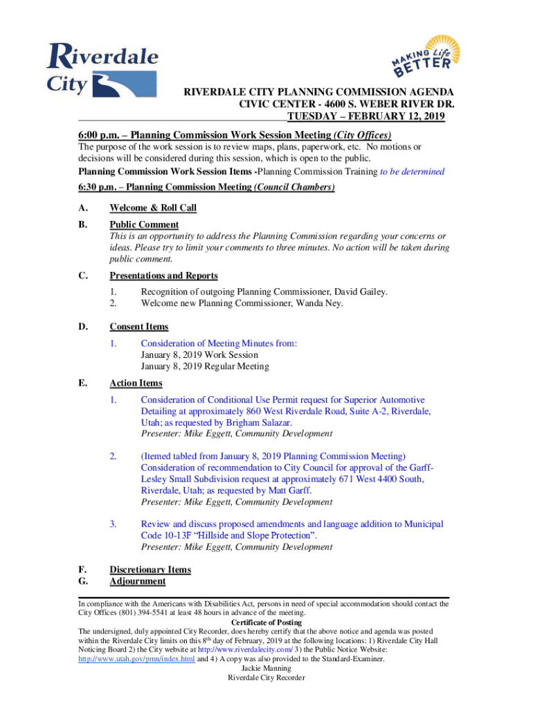 Fillable Online Planning Commission - RIVERDALE CITY Fax Email Print ...