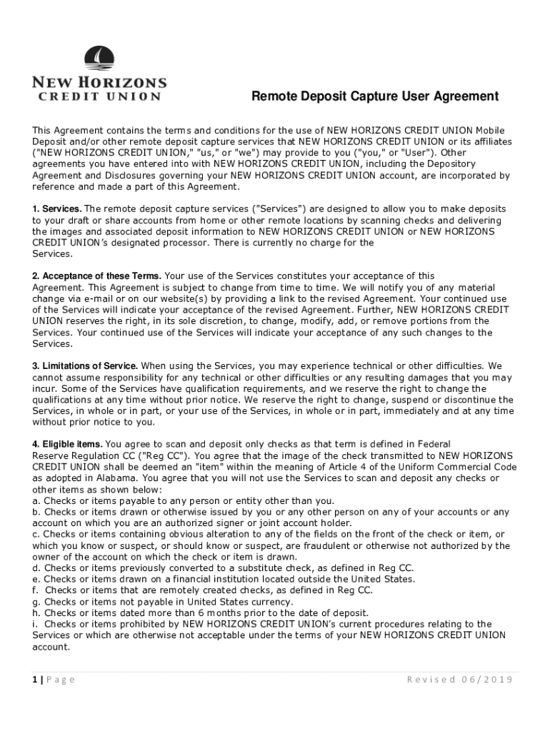 Fillable Online Remote Deposit Capture Services Agreement Fax Email ...