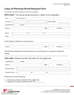 Fillable Online Copy of Planning Permit Request Form - City of ...