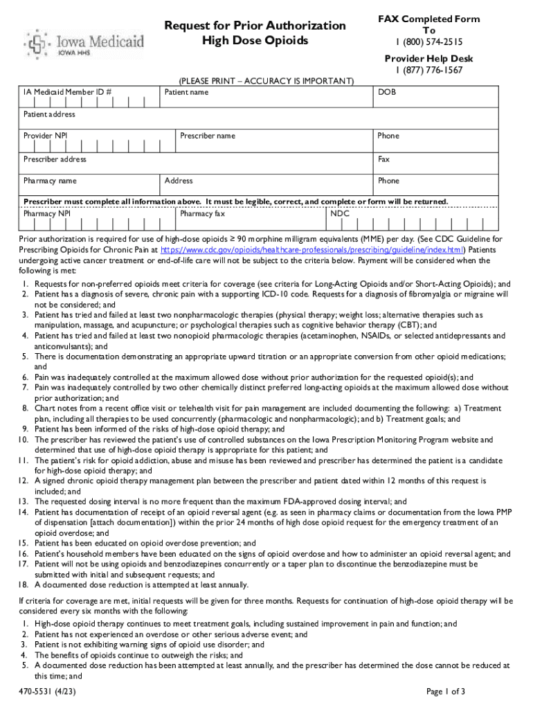 Fillable Online Request for Prior Authorization SHORT ACTING OPIOIDS ...