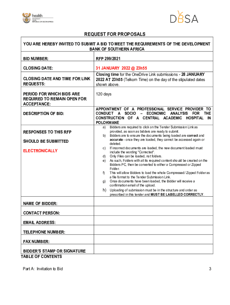 Fillable Online request for proposal (rfp) appointment of a service ...
