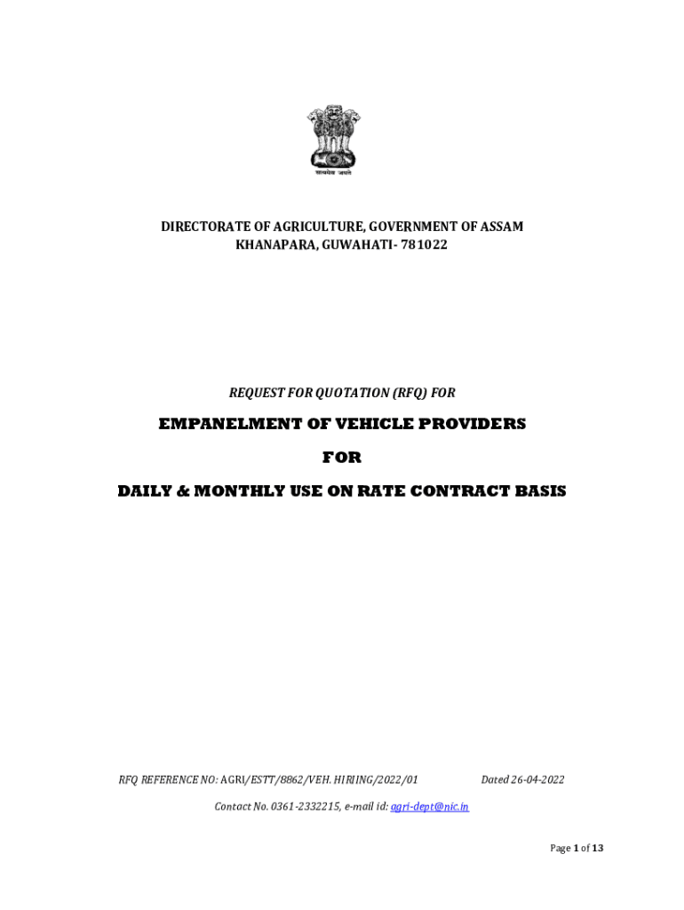 Fillable Online RFQ for Empanelment of vehicle providers on daily and ... Fax Email Print ...