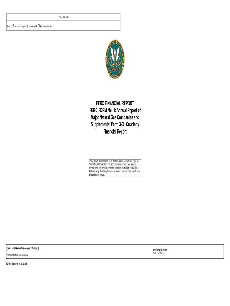 Fillable Online FERC Form No. 2-A ANNUAL REPORT OF NONMAJOR ... Fax ...