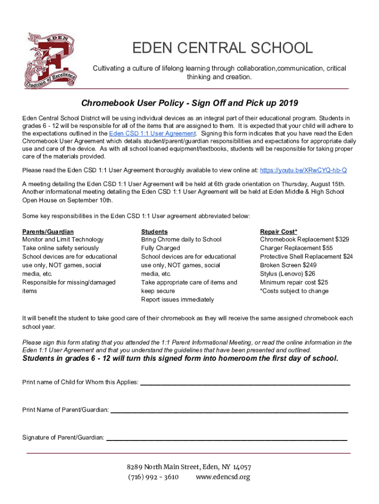 Fillable Online EDEN CENTRAL SCHOOL - Eden Central School District Fax ...
