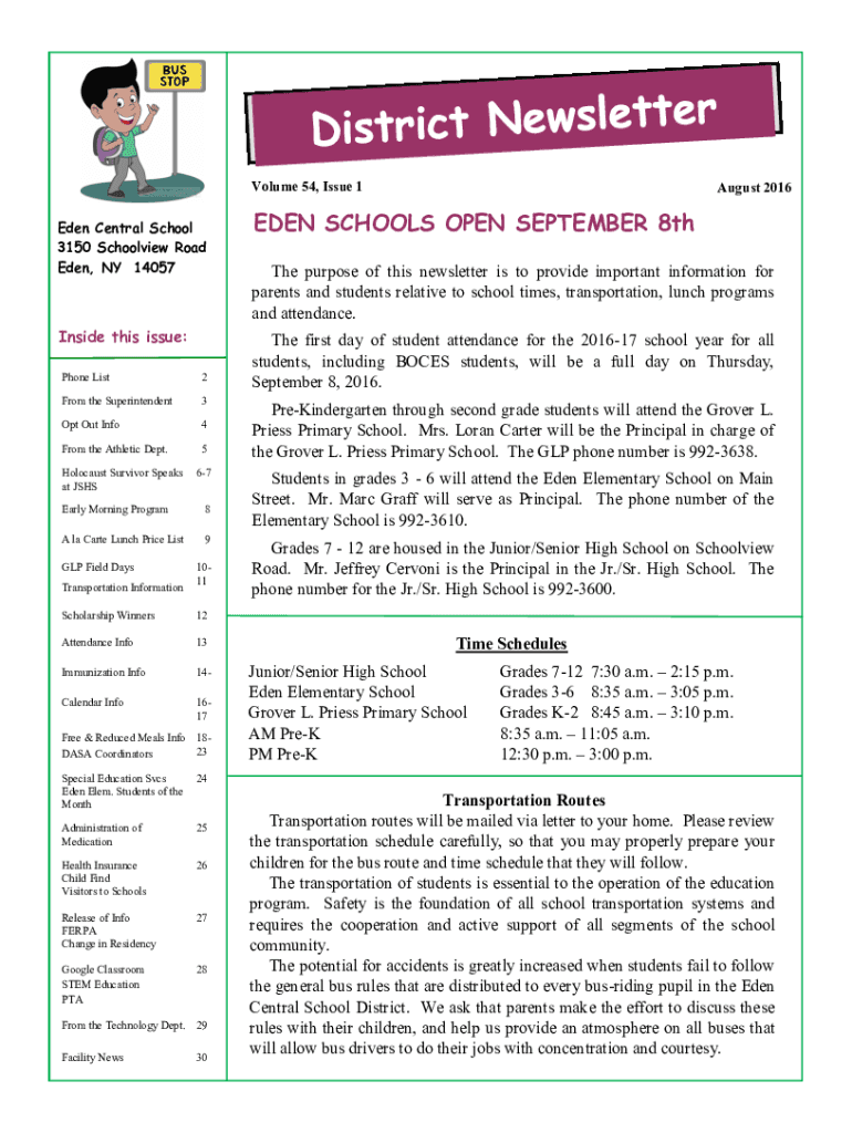 Fillable Online High School / old Welcome to EdenCSD High School Fax ...