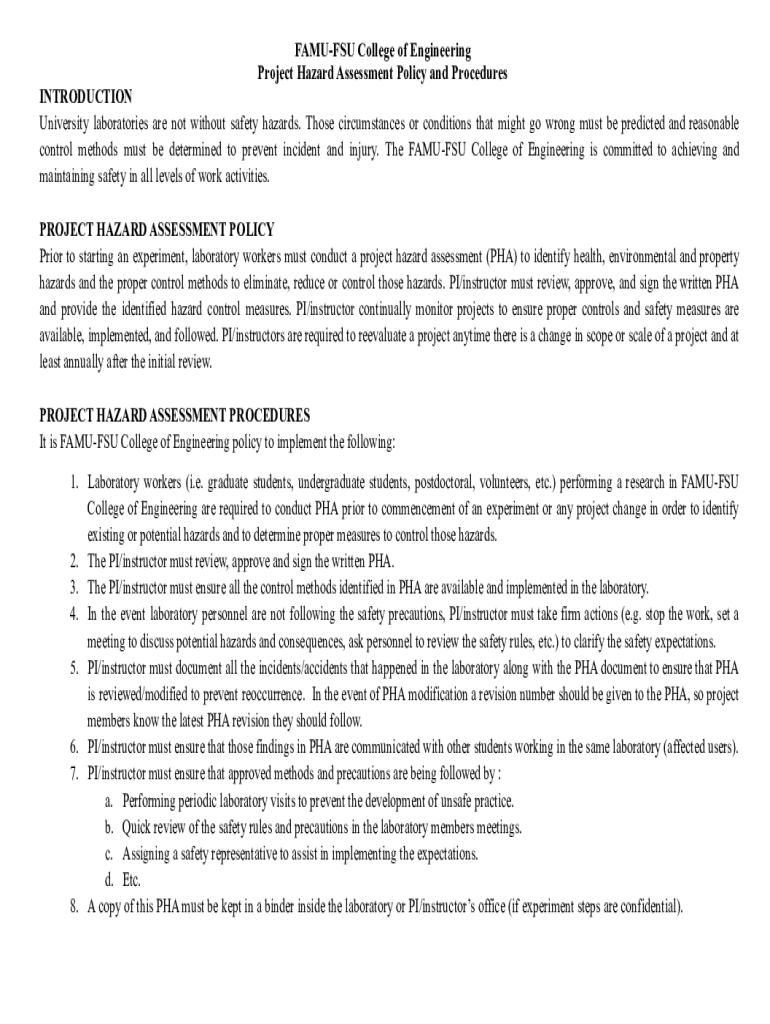 Fillable Online (Updated RISK ASSESSMENT) Worksheet 1- Project Hazard ...