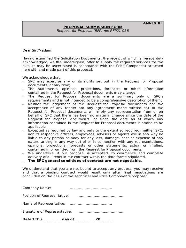 b) Annex II: Proposal Submission , to be completed and ... Doc Template ...