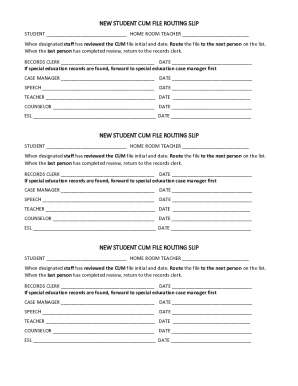 Fillable Online new student cum file routing slip Fax Email Print ...